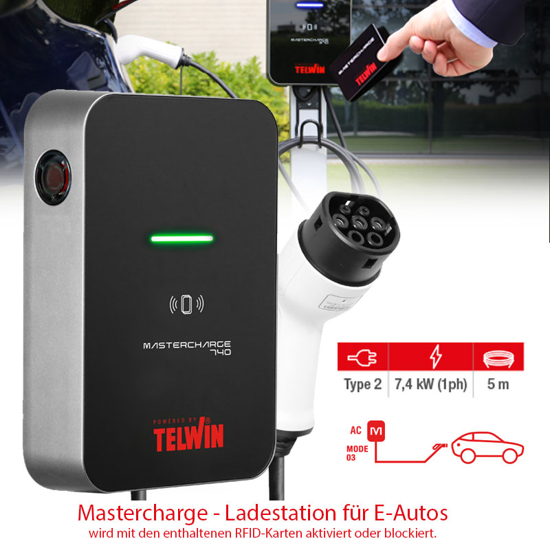 Ladestation für Elektroautos + 4 RFID-Karten 7,4kW | Mastercharge 740 230V-893005